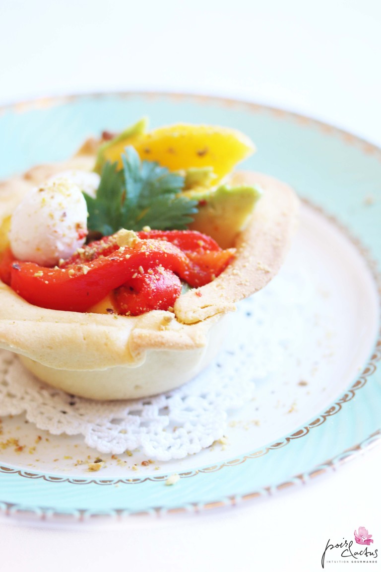 salade mangue et poivron rouge dans sa coupelle à croquer - Poire & Cactus